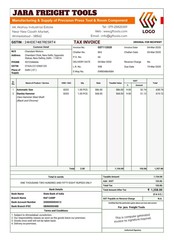 Mandatory Fields a GST Invoice Should Have | Onlineideation