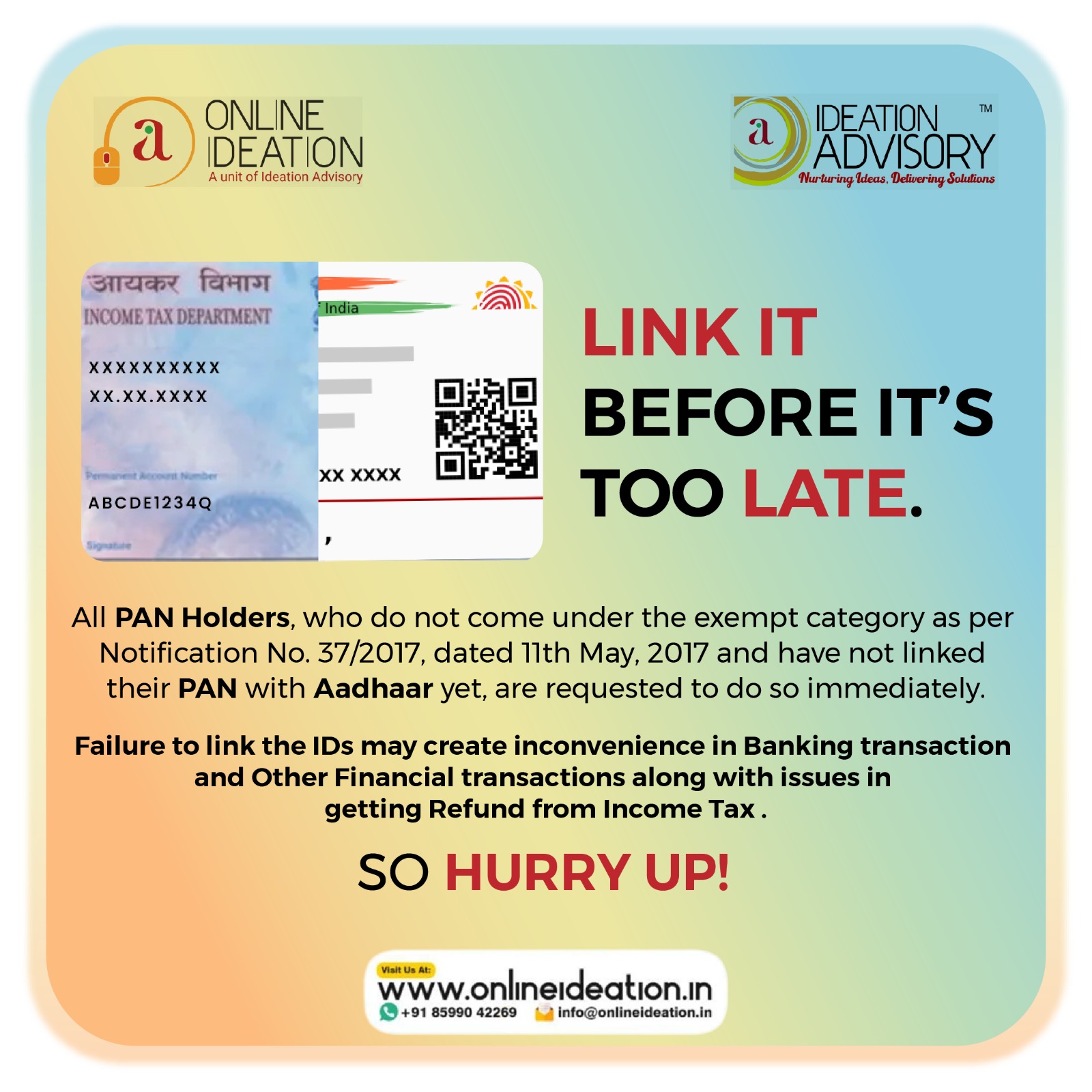 Link Your PAN with Aadhaar before 31.3.2023. | Onlineideation